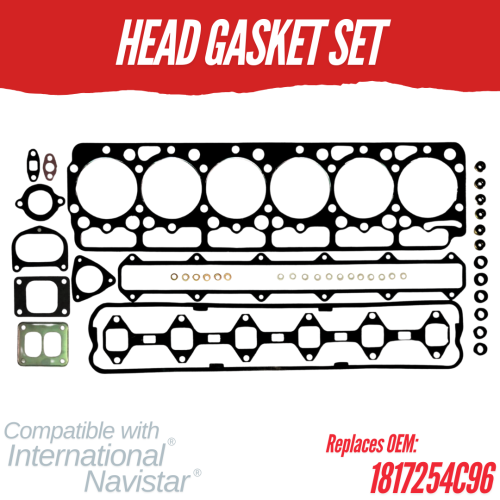 INTERNATIONAL / NAVISTAR DT414 HEAD GASKET SET 1817254C96 1066 1086 915 ...