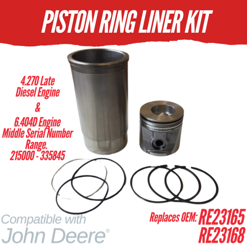 JOHN DEERE 4.270 LATE 6.404D MID PISTON KIT RE23165 RE23168 500C 510 ...