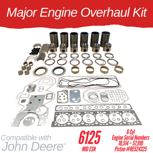MAJOR ENGINE OVERHAUL KIT JOHN DEERE 6125 Mid ESN Powertech - Piston ...
