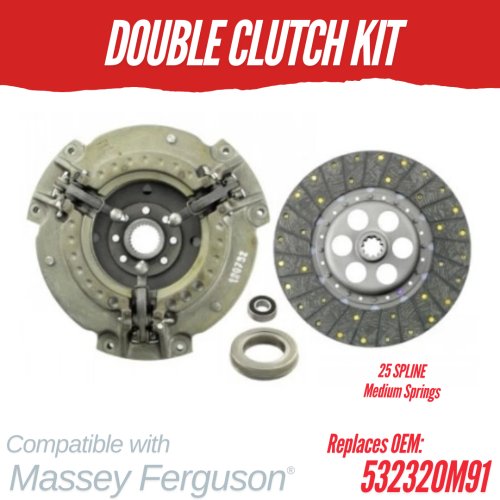 MASSEY FERGUSON DOUBLE CLUTCH KIT - 25 SPLINE CAPTIVE PTO DISK